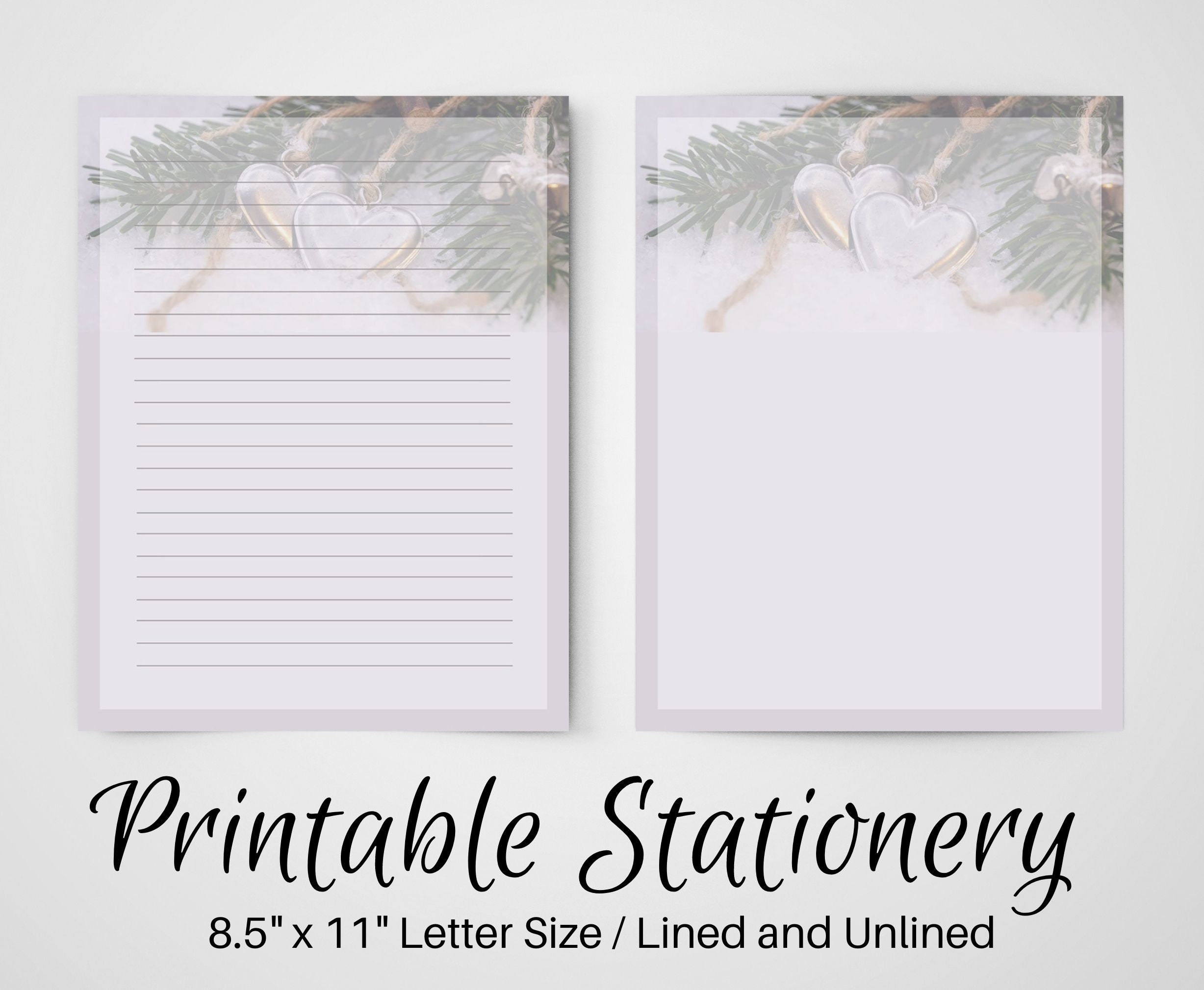 PRINTABLE Notes, Christmas Letter Writing Paper, 8.5x11, Unlined ...