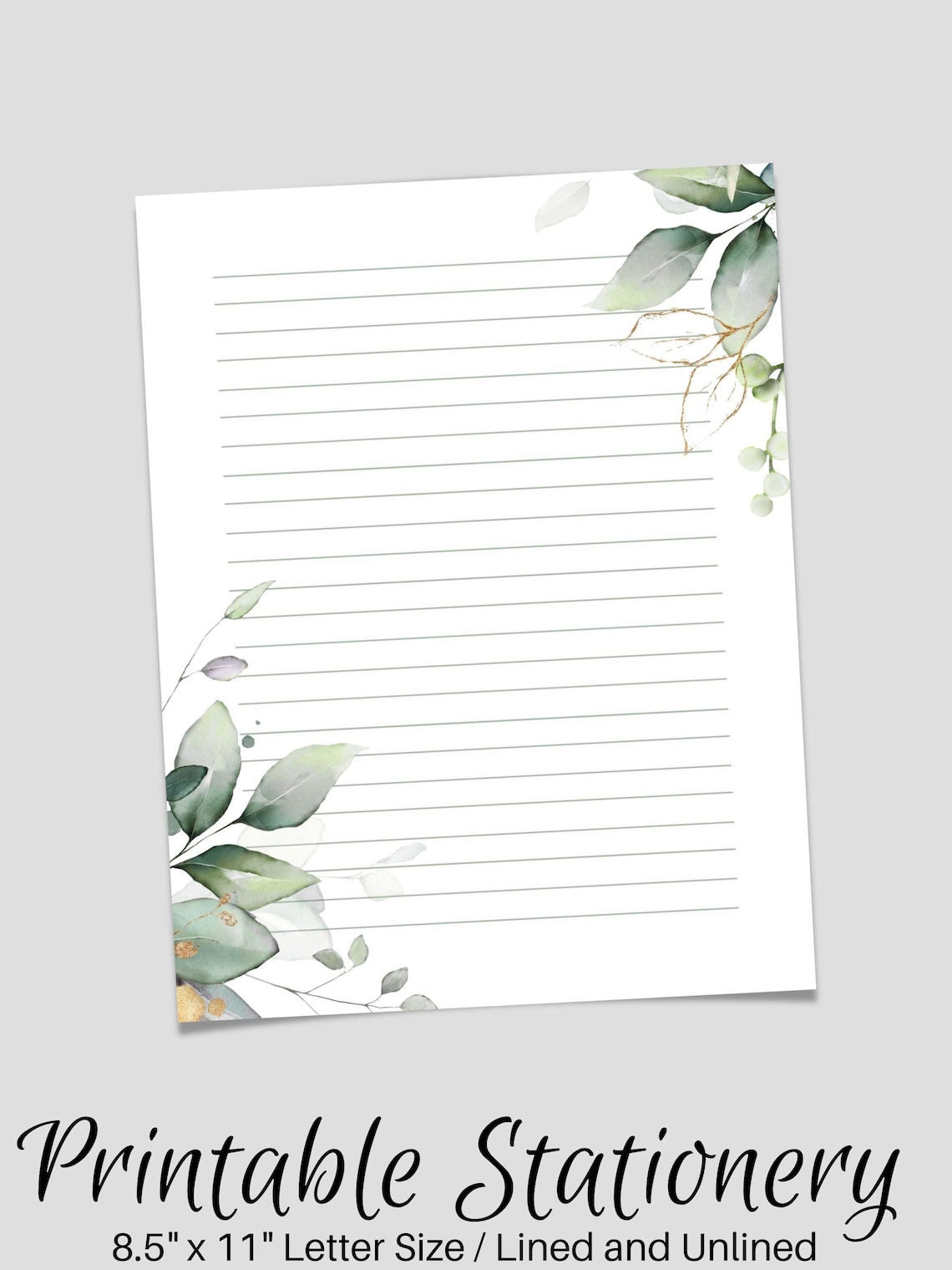 Printable Botanical Stationery Set – Elegant Floral Writing Paper ...