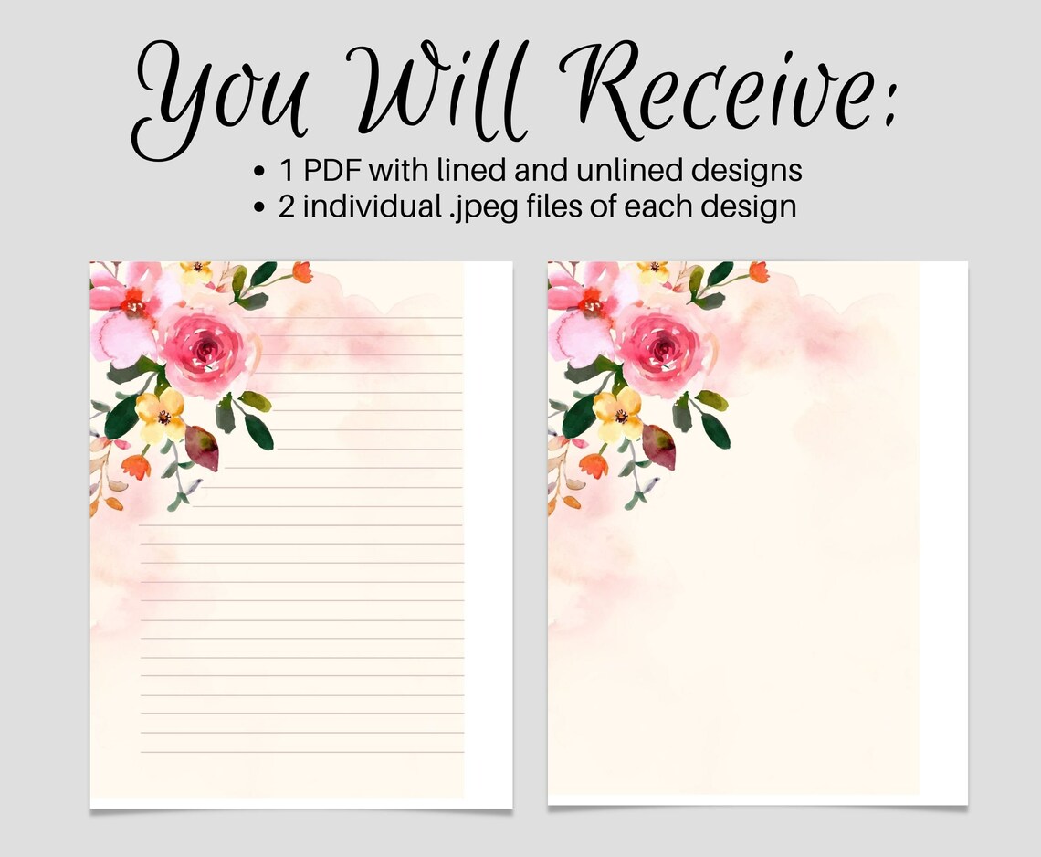 Rose PRINTABLE Stationery, Printable Stationary, Printable Writing ...