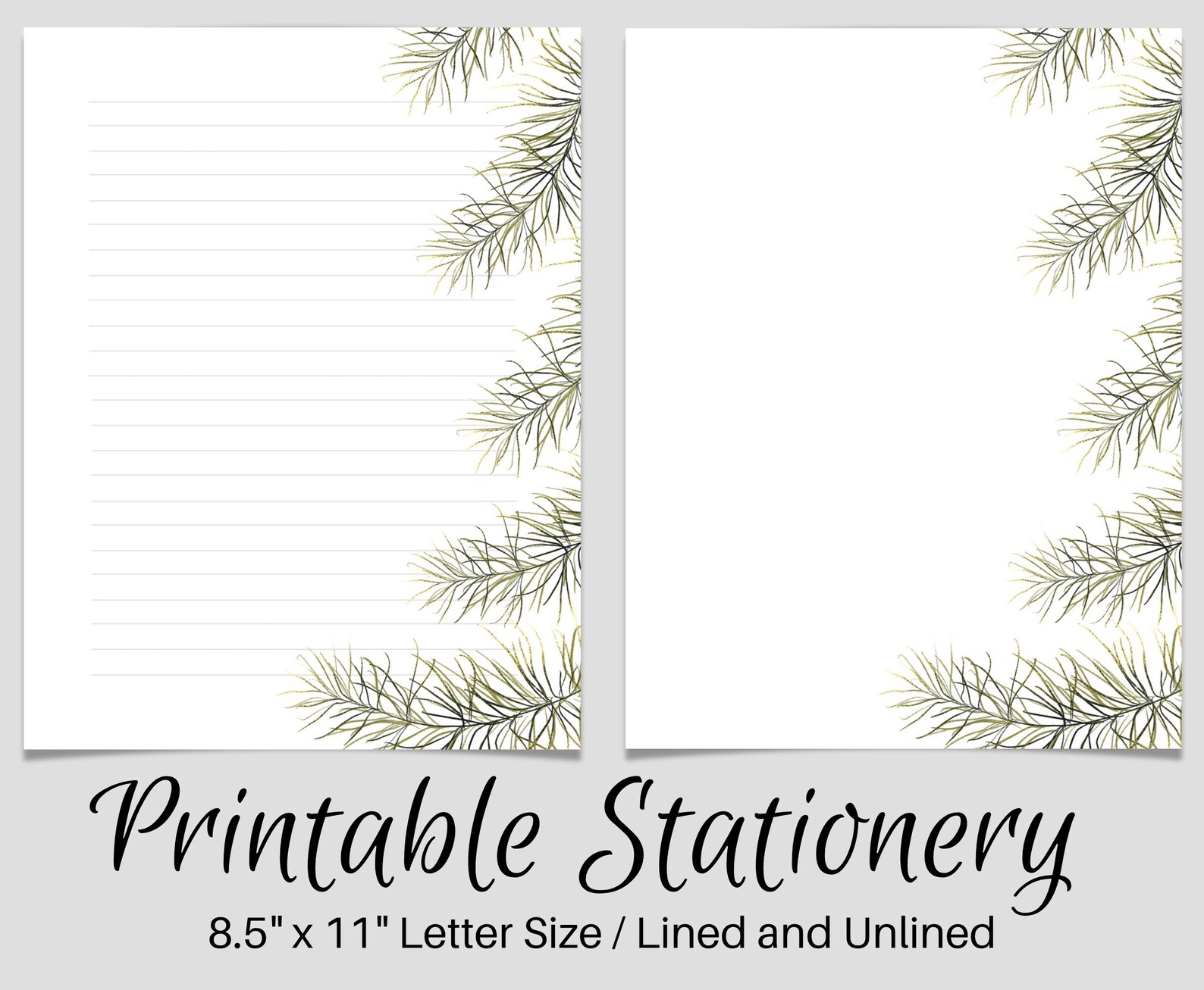 PRINTABLE Notes, Christmas Letter Writing Paper, 8.5x11, Unlined ...