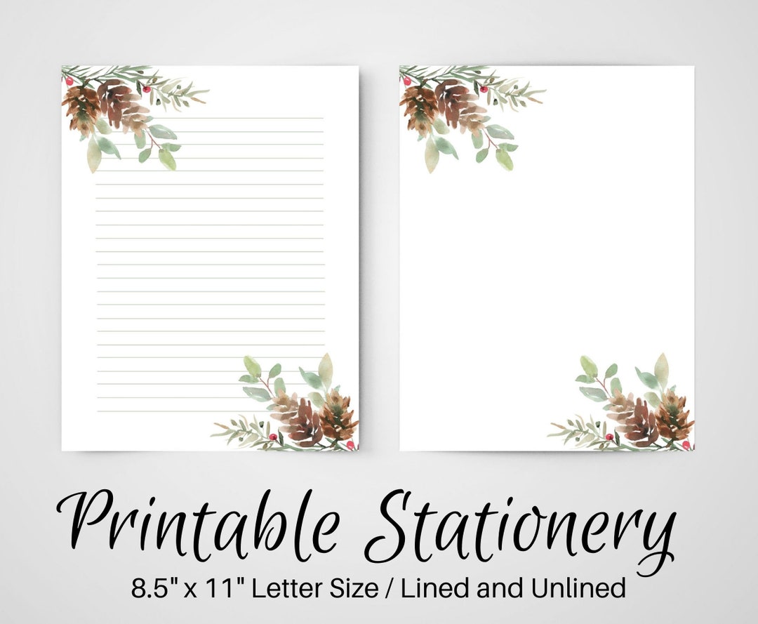 PRINTABLE Notes, Christmas Letter Writing Paper, 8.5x11, Unlined ...