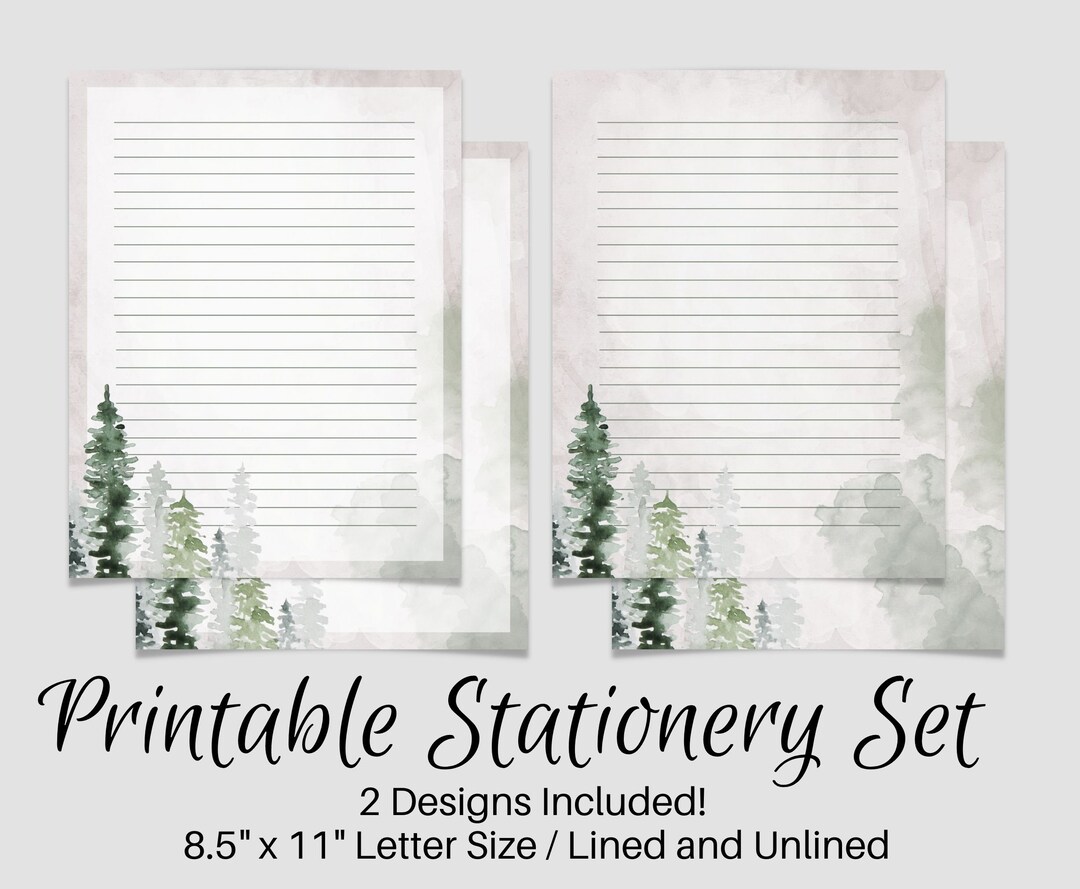 PRINTABLE Notes, Christmas Letter Writing Set, 8.5x11, Unlined Journal ...