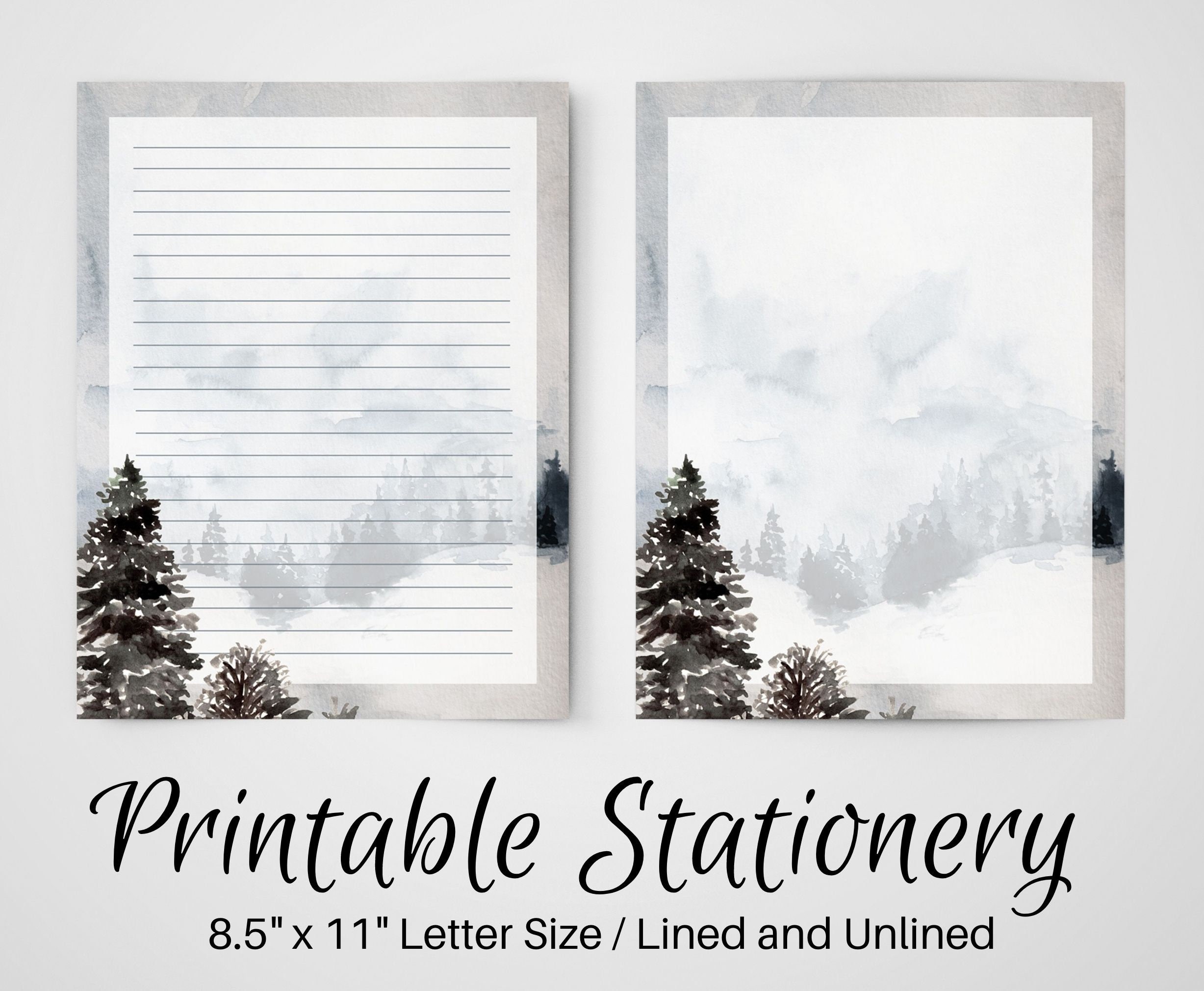 PRINTABLE Notes, Christmas Letter Writing Paper, 8.5x11, Unlined ...