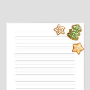 PRINTABLE Notes, Christmas Cookie Letter Writing Paper, 8.5x11, Unlined ...