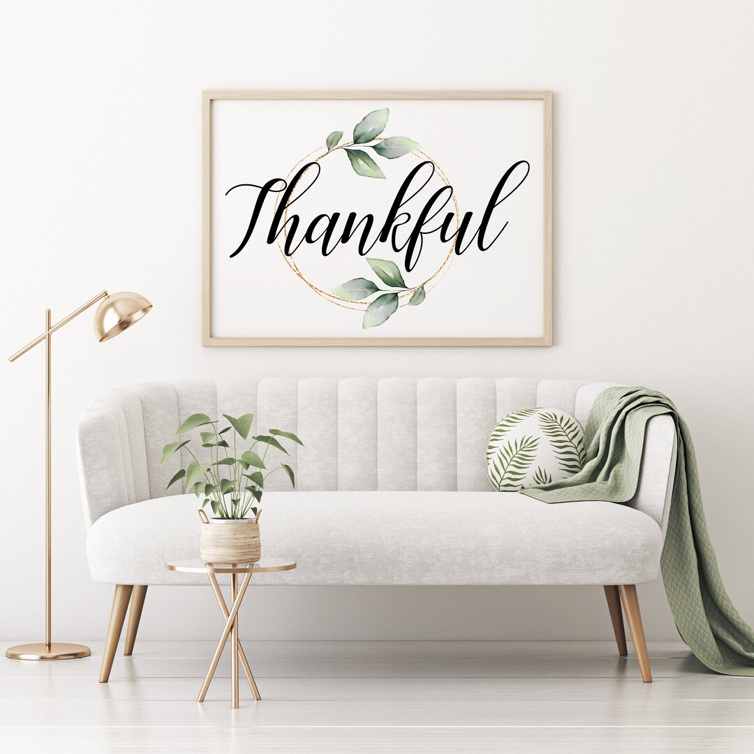 Thankful PRINTABLE Wall Art, Thanksgiving Decor, Home Decor, Home ...