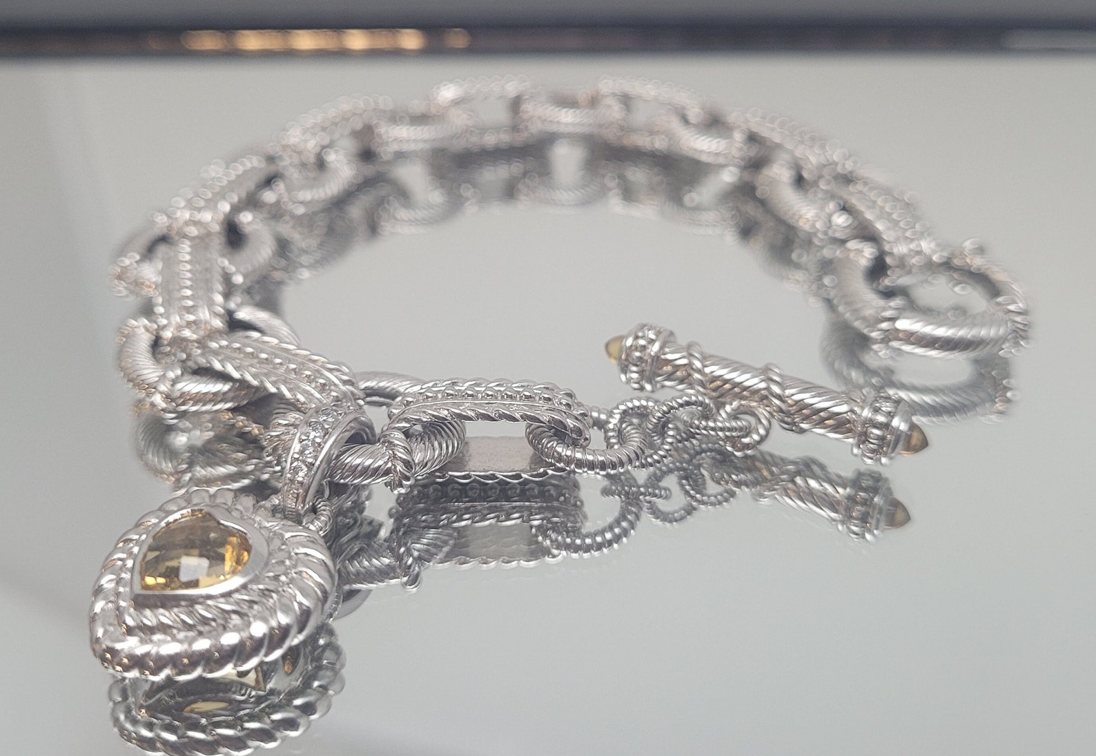 Judith Ripka Sterling Silver CZ Bracelet With a Convertible Citrine ...