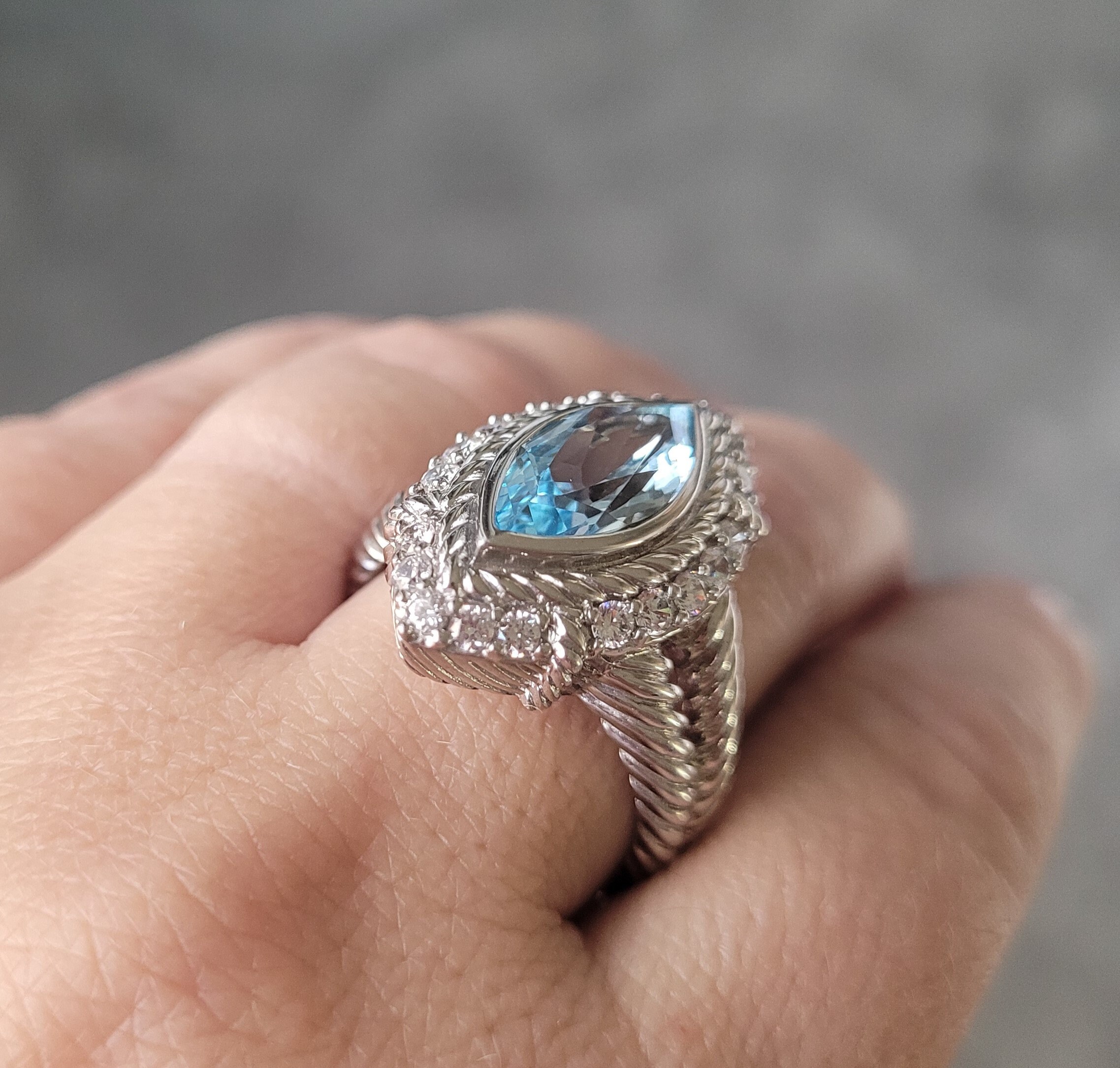 Judith Ripka Sky Blue Topaz & Sterling Silver Ring - Etsy