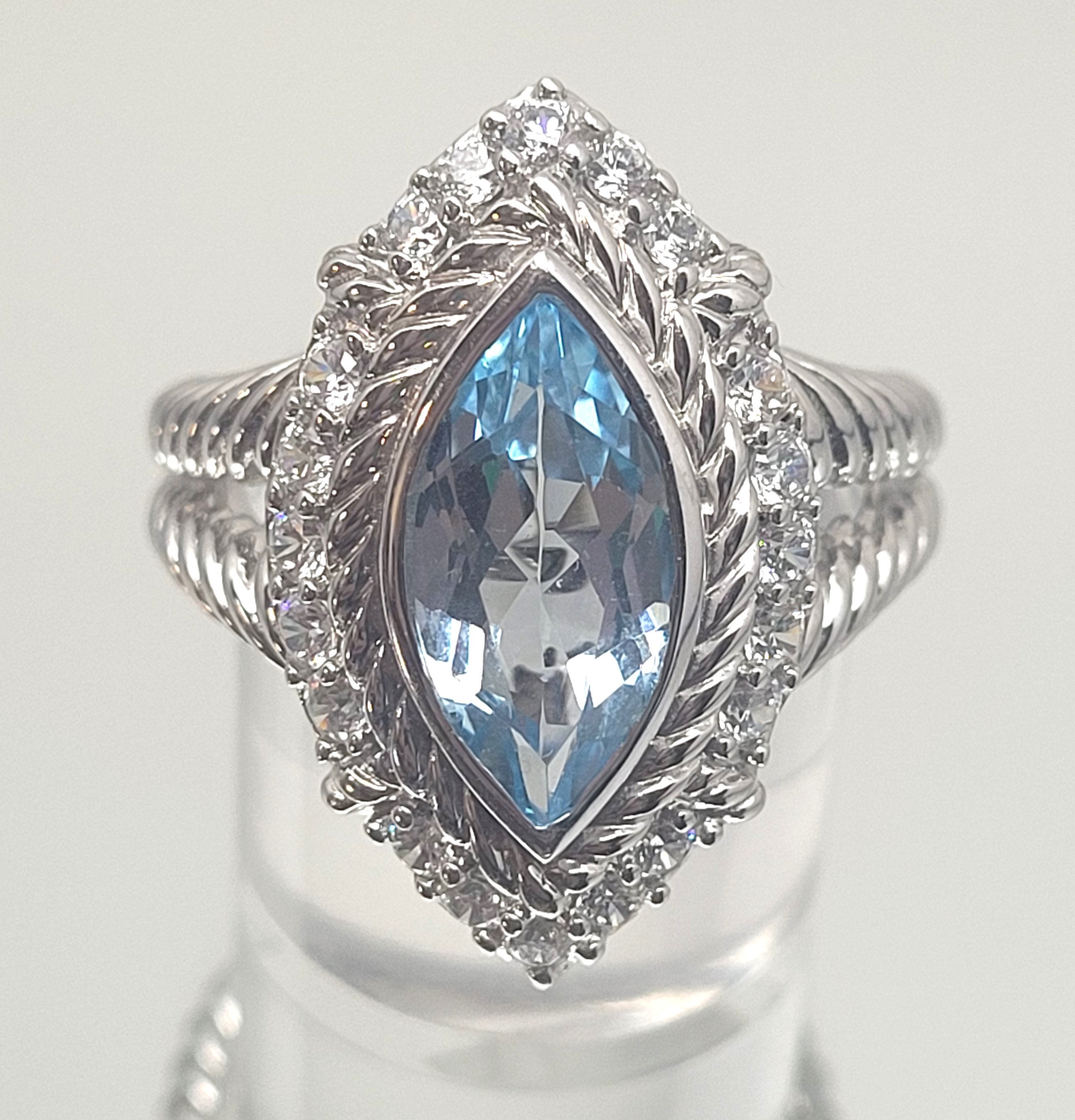 Judith Ripka Sky Blue Topaz & Sterling Silver Ring - Etsy