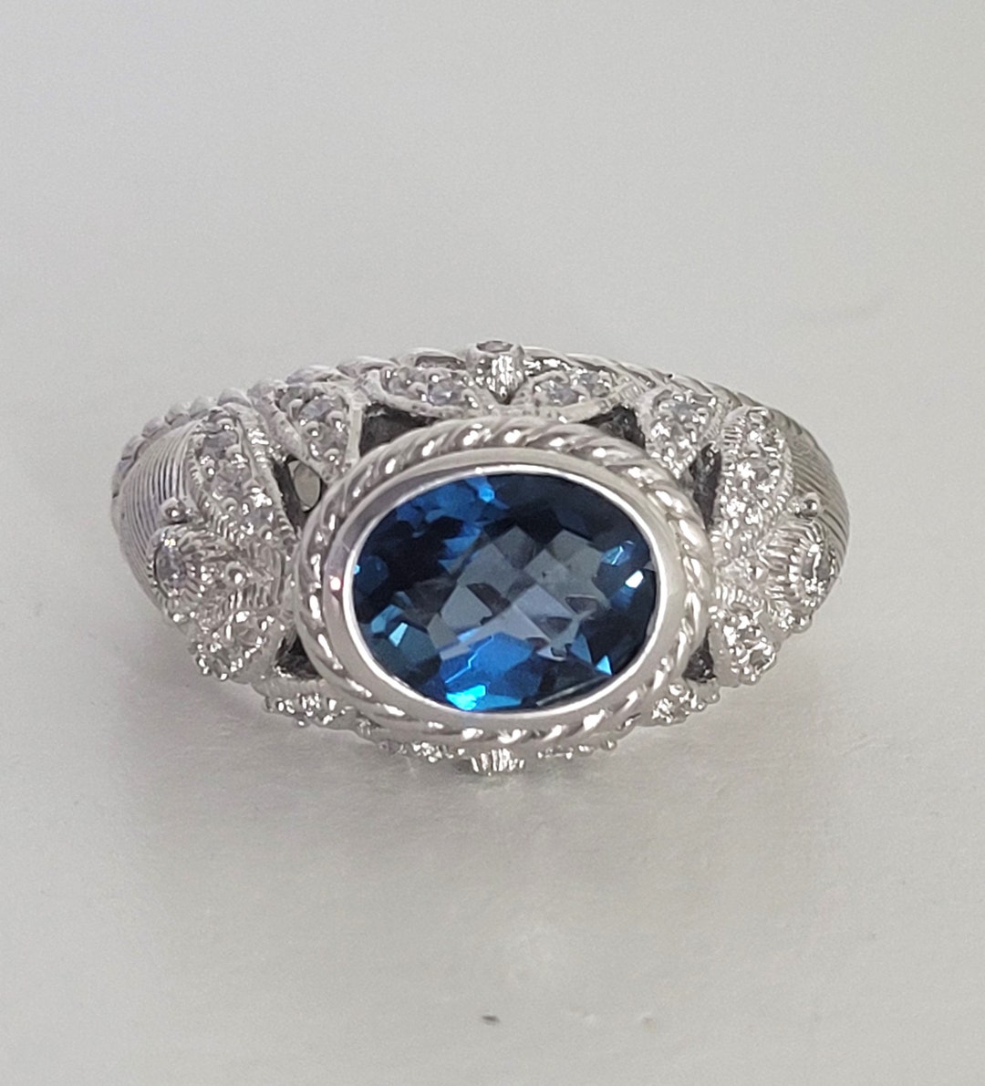 Judith Ripka London Blue Topaz & Sterling Silver Ring - Etsy
