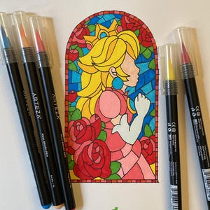 Princess Peach Stained Glass Window Holographic Sticker - Etsy