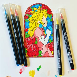 Princess Peach Stained Glass Window Holographic Sticker - Etsy