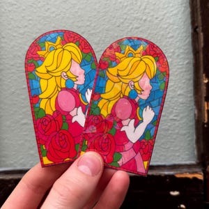 Princess Peach Stained Glass Window Holographic Sticker - Etsy