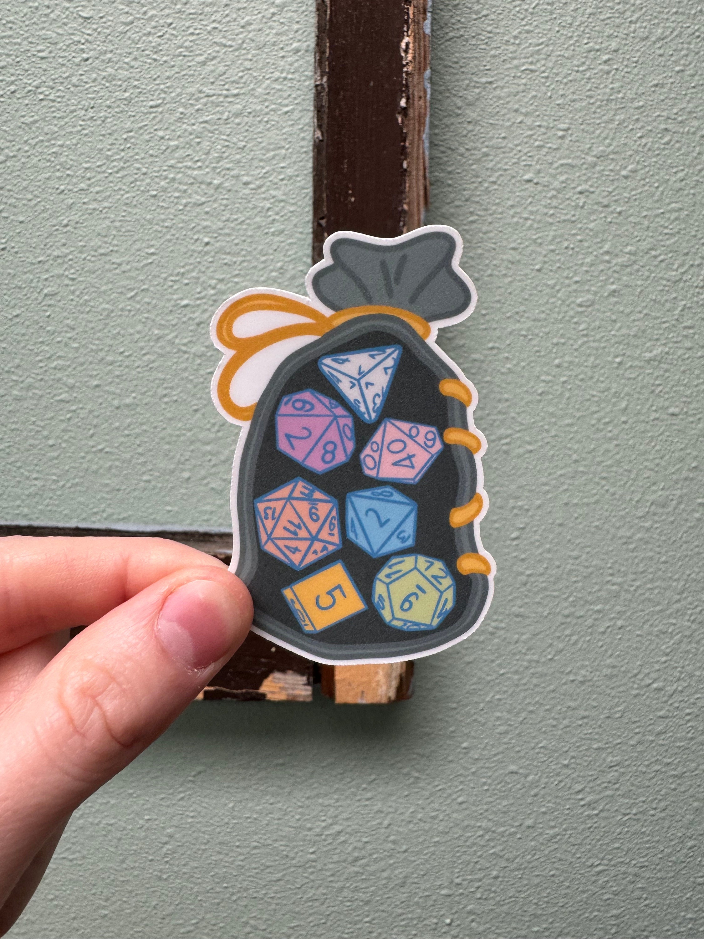 Dice Bag Sticker, Dnd Dice Sticker, Dungeon Master Gift, Cute Dnd Dice ...