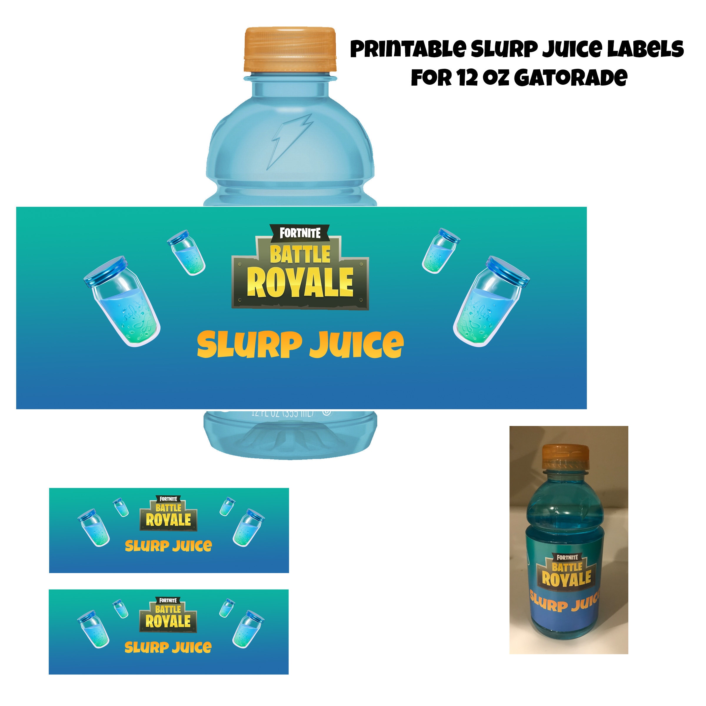 Fortnite Printable Slurp Juice Labels for 12 oz Gatorade | Etsy