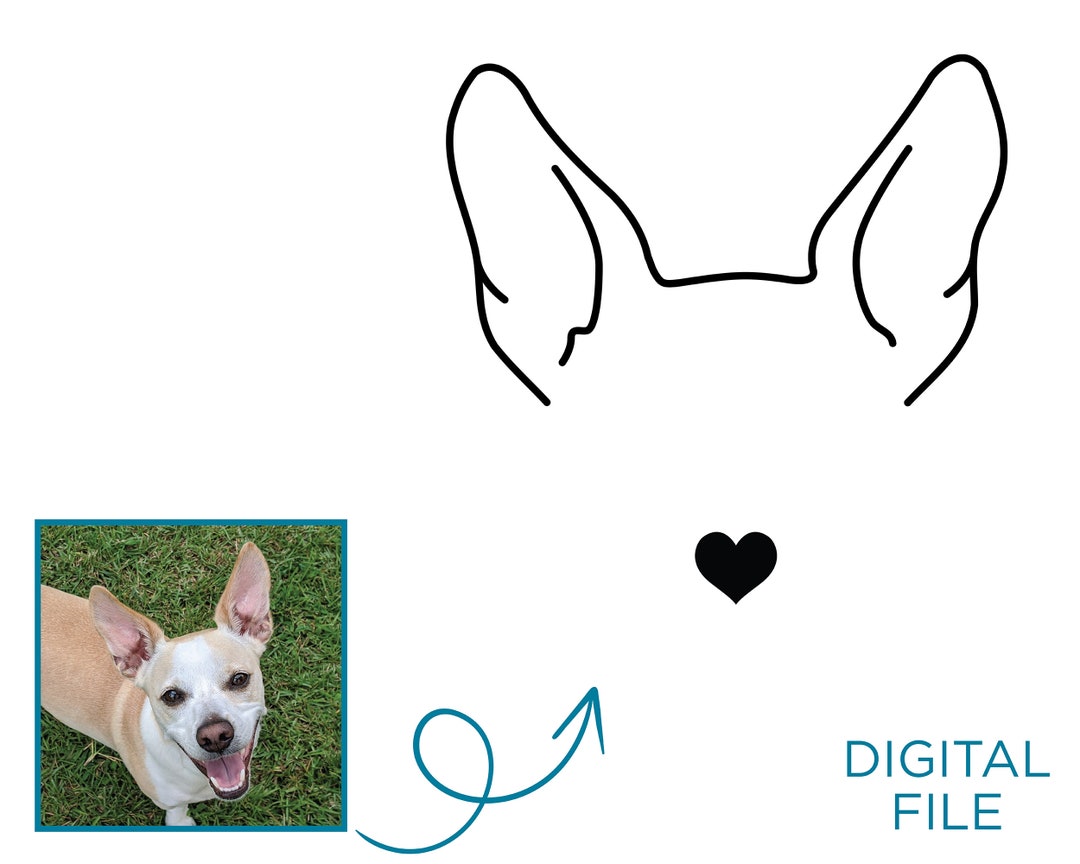 Custom Dog Ear DIGITAL FILE, Minimalist Pet Art, Dog Ear Outlines ...