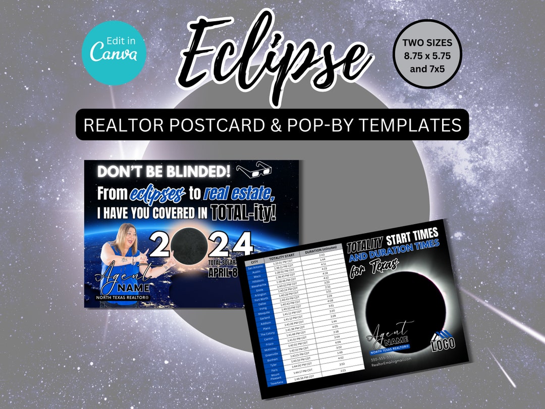 Real Estate Eclipse Postcard, Eclipse Postcard, Realtor Postcard, Real ...