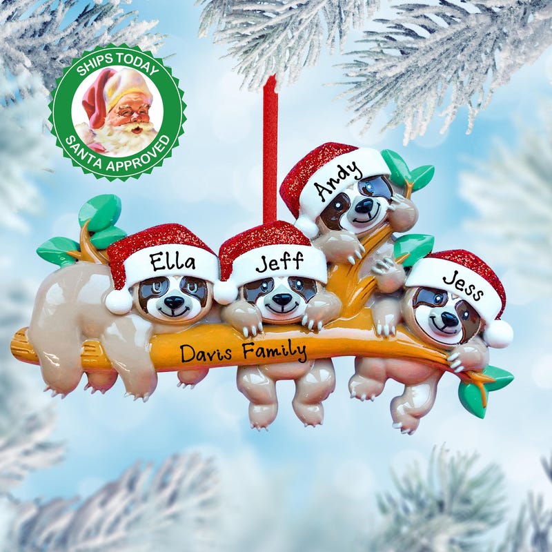 Sloth Family 4 Ornament - Etsy