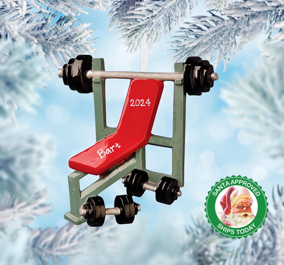 Personalized Workout Ornament - Weight Lifting Bench Christmas Ornament ...