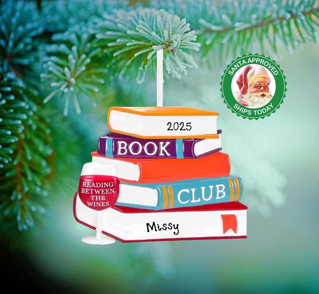 Wine & Book Club Christmas Ornament - Book Club Ornament - Gift for ...