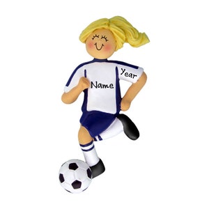 Personalized Soccer Player Girl Christmas Ornament Soccer Blonde Girl ...