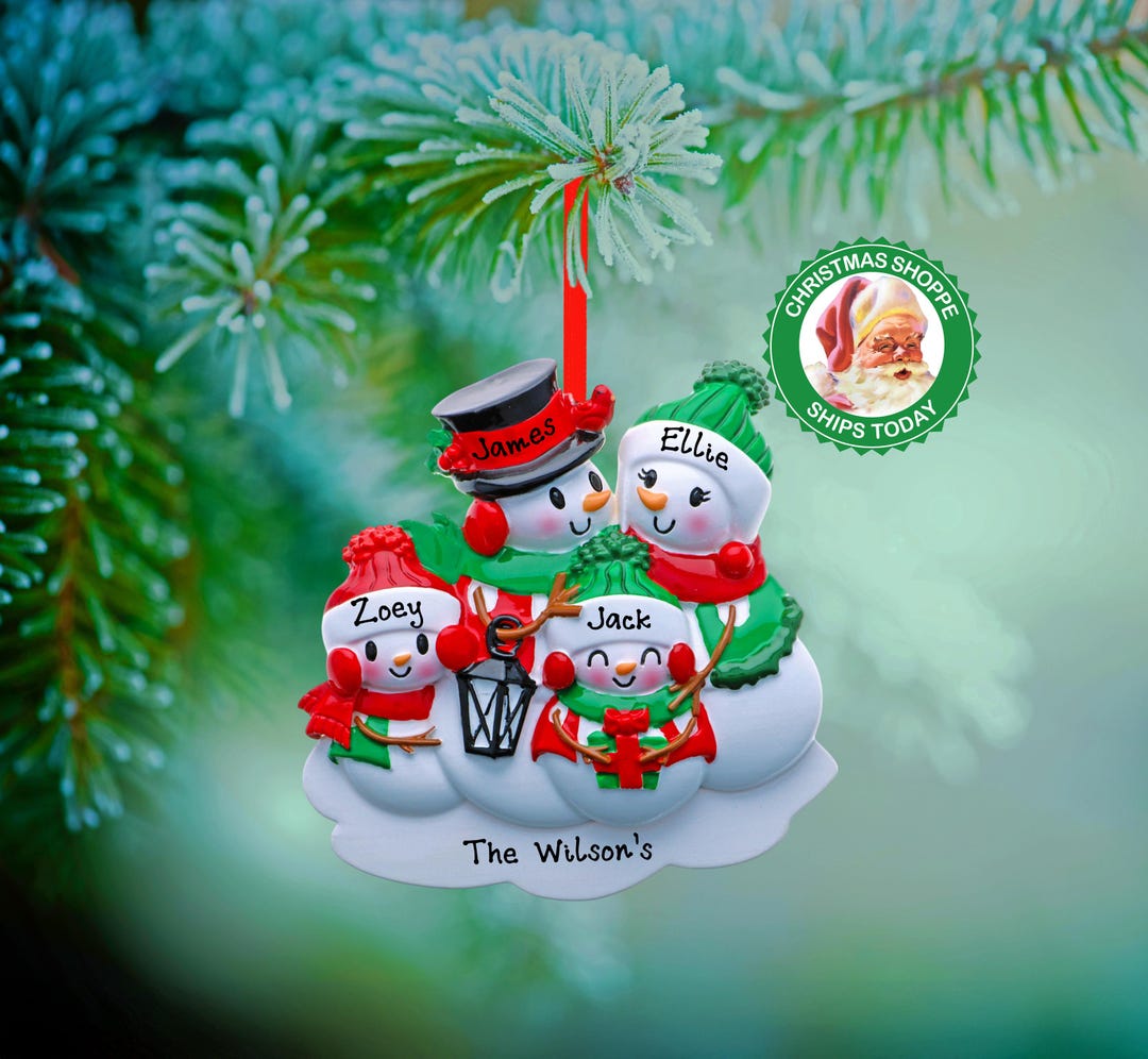 2025 Personalized Snowman Family of 4 Christmas Ornament – Custom ...
