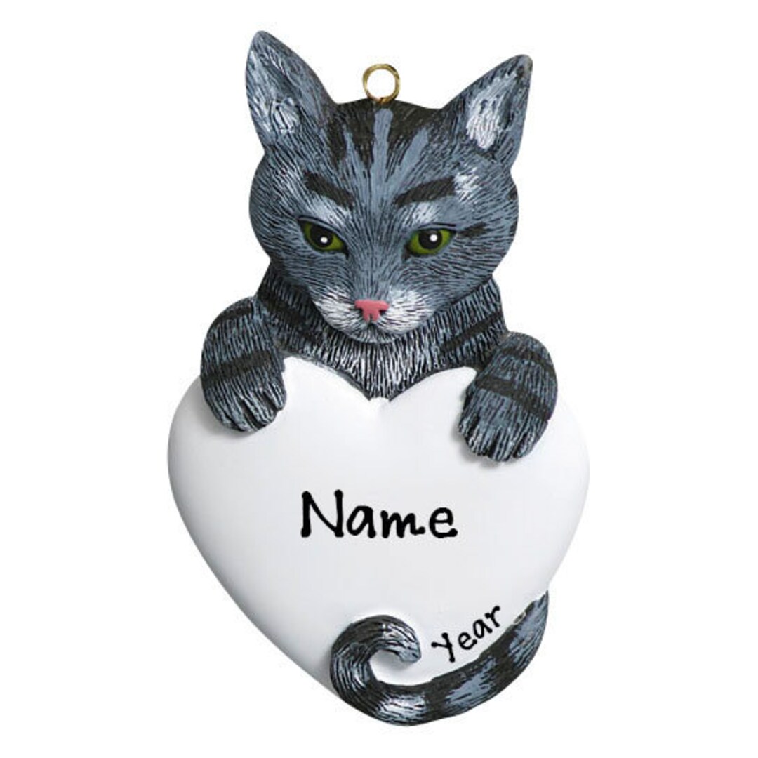 Gray Tabby Cat Christmas Ornament - Gray Cat Ornament- Cat Lover Gift ...