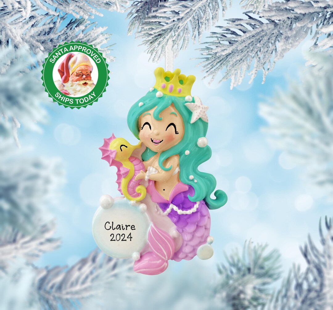 Mermaid Christmas Ornament for Girls - Custom Christmas Ornament for ...
