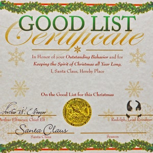 Personalized Good List Certificate - Santa Certificate - Santa's ...
