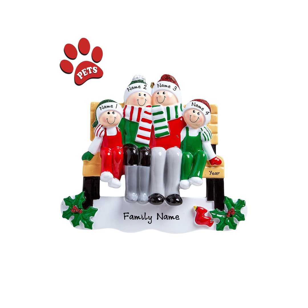 Park Bench Couple - Family of 4 Sitting on Park Bench - Family ...