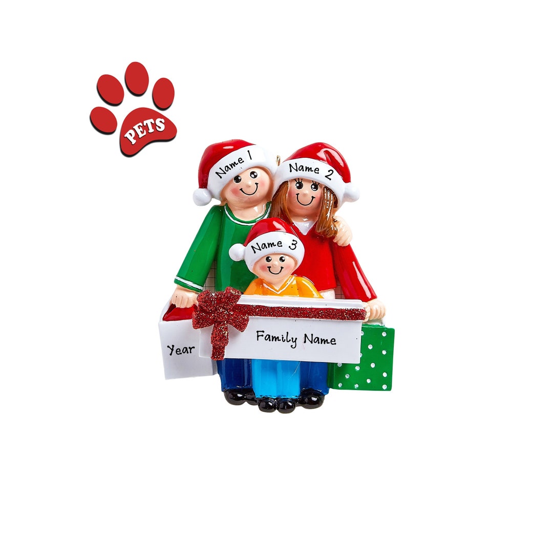 Giving Gifts Ornament - Giving Gifts Family of 3 Christmas Ornament ...