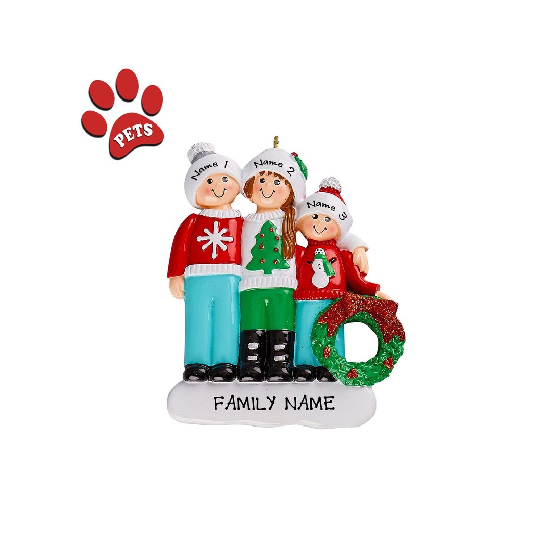 Ugly Sweater Ornament - Ugly Sweater Family of 3 Ornament - Ugly ...