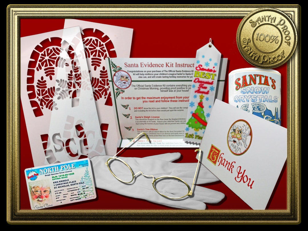 Santa Claus Deluxe Evidence Kit - Santa Footprint Stencils - Santa ...