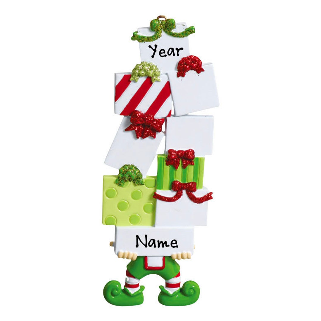 Elf Christmas Ornament - Delivering Christmas Presents - Custom ...
