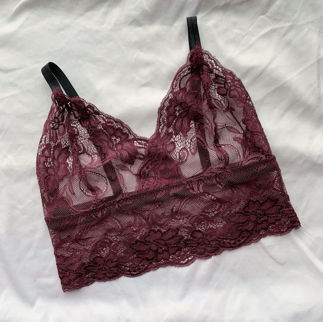 Black Cherry Longline Lace Bralette - Etsy