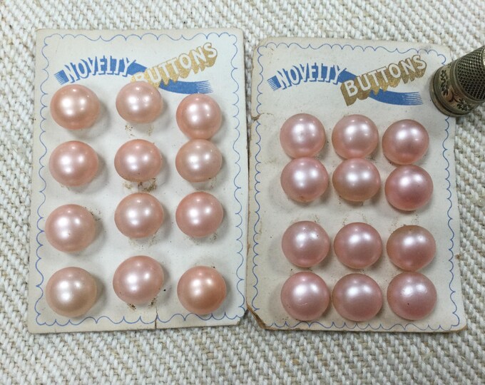 24 Vintage Pearlised Pink Glass Buttons. 1.5cm - Etsy