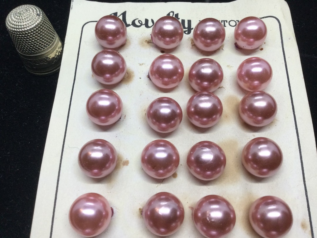 24 Round Buttons, Old, in Blown Glass, Covered With an old Rose Varnish ...