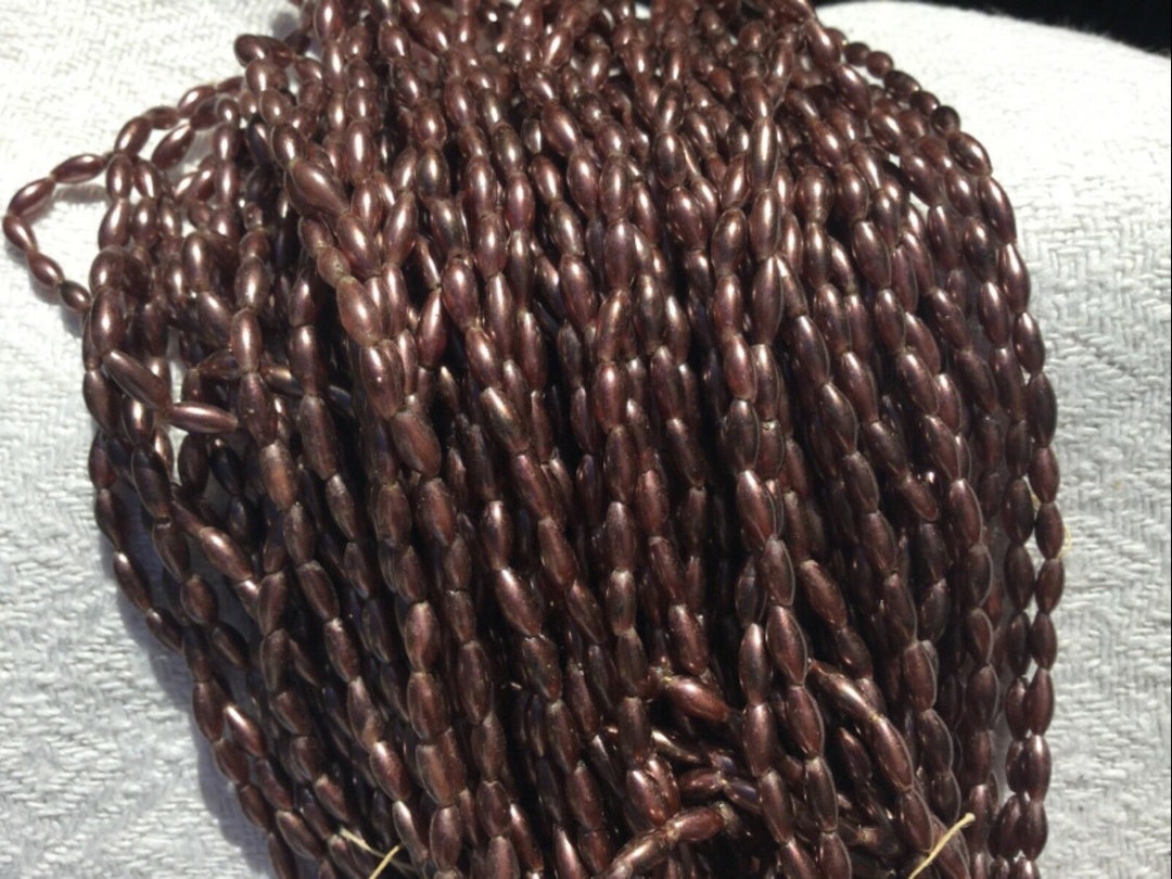 40 G Elongated Beads, Glass, Chocolate Color. 600 Chocolate Vintage ...