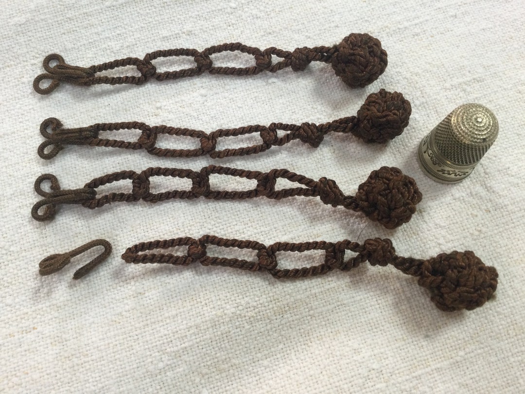 4 Brown Clasps, Macramé, Buttons: Staples With Chains. Cape Clasps ...