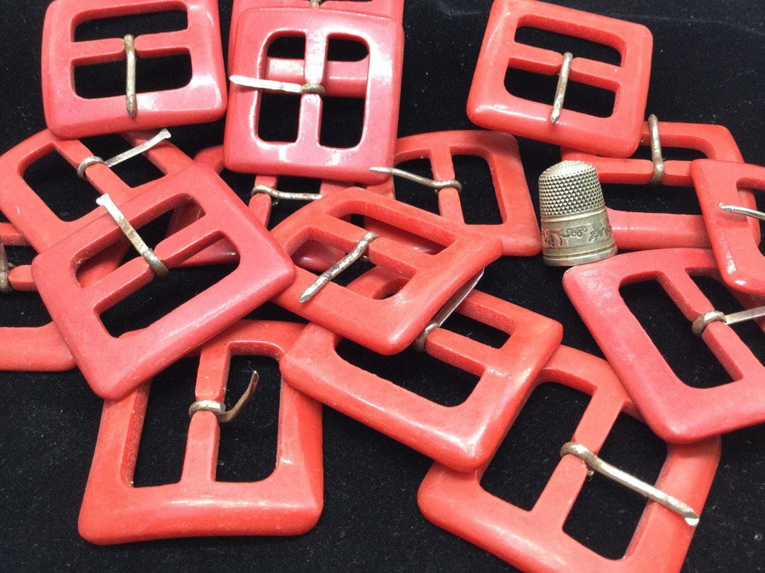 16 Antique Belt Buckles, From the 1960s. Made of Red Plastic. Old ...