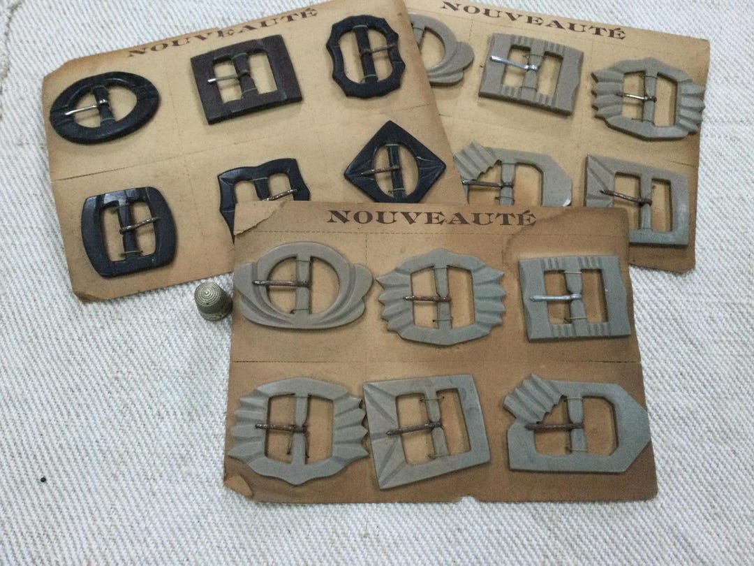 18 Antique Belt Buckles, 1930s. Plastic. Antique French Fashion. 18 ...