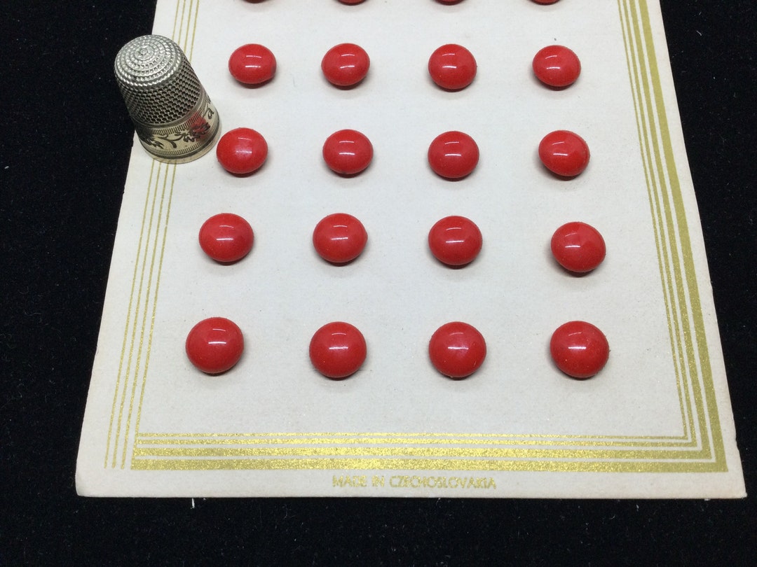 24 Glass Buttons, Red, 1920/30, 1cm. With Metal Shank. 24 Antique ...