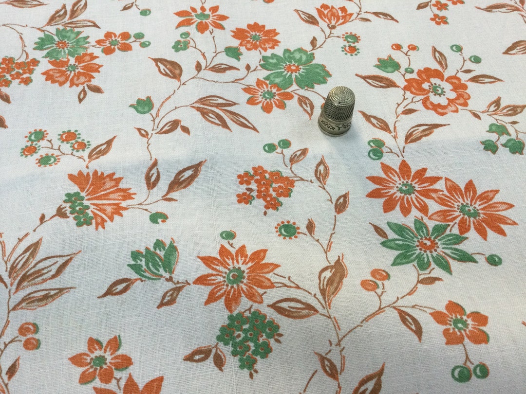 Old Floral Fabric 1940s to 1950s. Printed With Flowers. French Floral ...