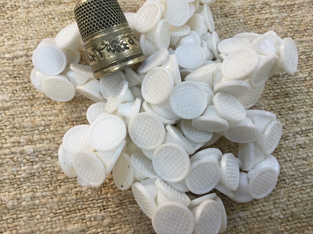 130 White Glass Buttons, Embossed, on Thread, 1cm. Vintage White Glass ...
