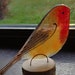 Realistic Slim Robin on a Log, Fused Glass Sculpture - Xmas or All Year ...