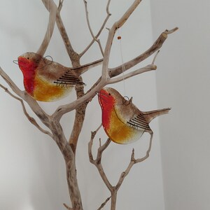 Realistic Fat Robin Hanging Fused Glass Sculpture - Xmas or All Year ...