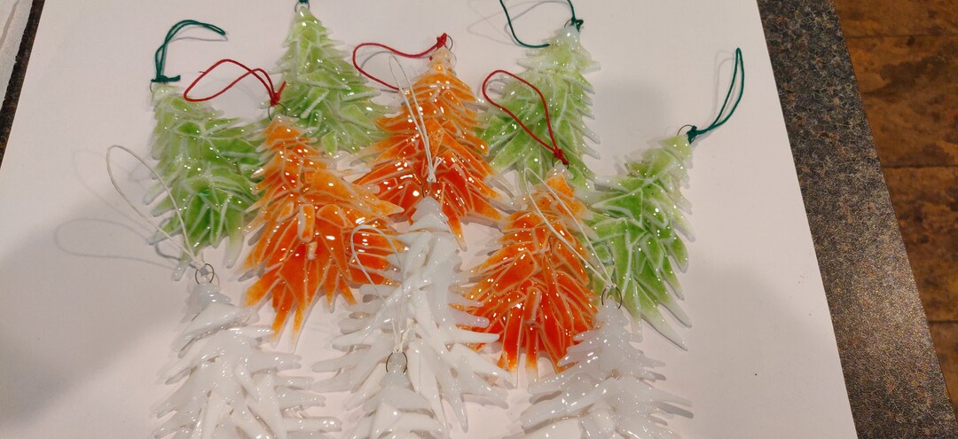 Abstract Glass Christmas Tree & Window Decoration - Handmade Fused Fir ...