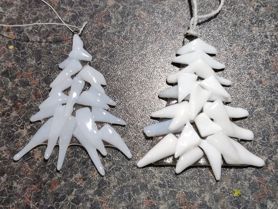 White Christmas Tree Decoration, Abstract Glass Window Hanging, Small ...