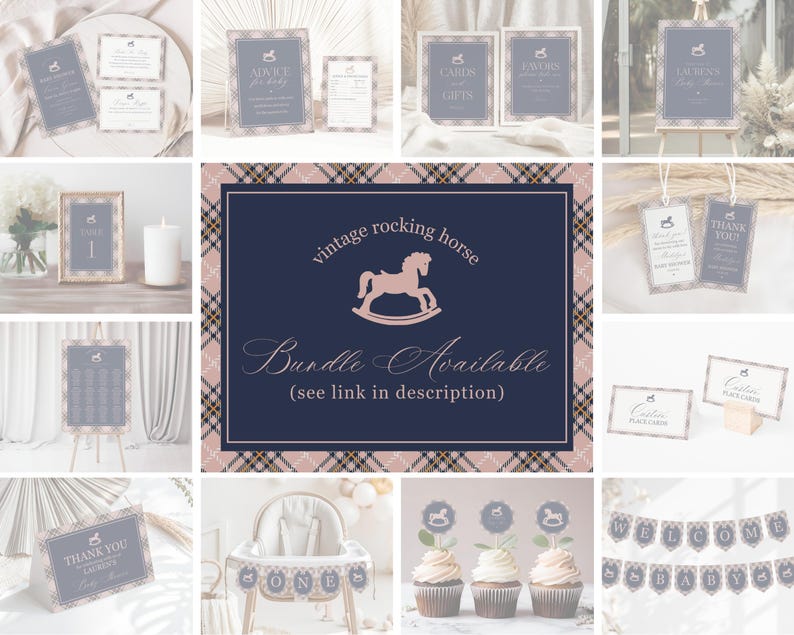 Classic Rocking Horse Seating Chart Poster Template, Pink Tartan Plaid ...