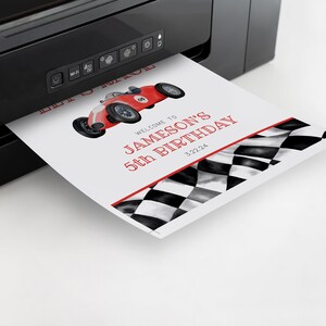 Red Race Car Birthday Welcome Sign Printable Template, Instant Download ...