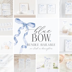 Blue Bow Birthday Invitation Printable Template, Fancy Coquette Bow ...